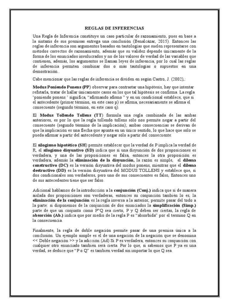 Reglas de Inferencias | PDF | Lógica matemática | Matemáticas
