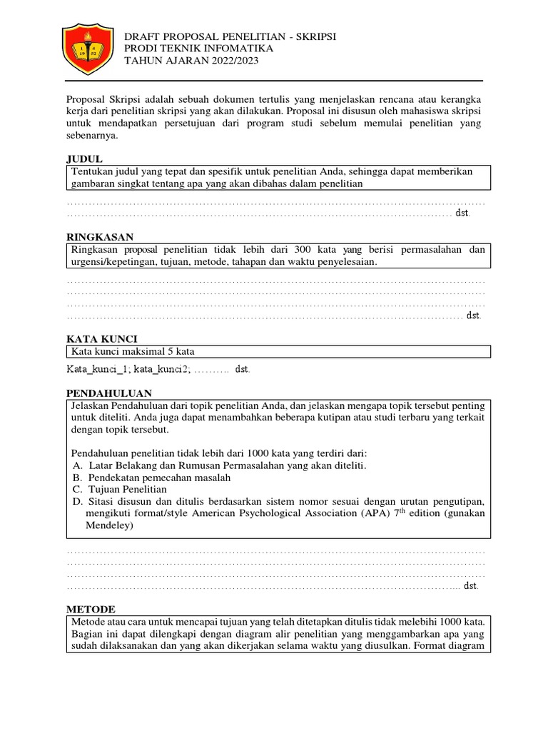 Format Pengajuan Proposal Skripsi | PDF