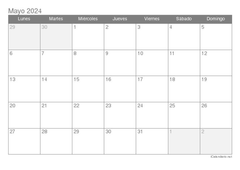 Calendario Mayo 2024 | PDF