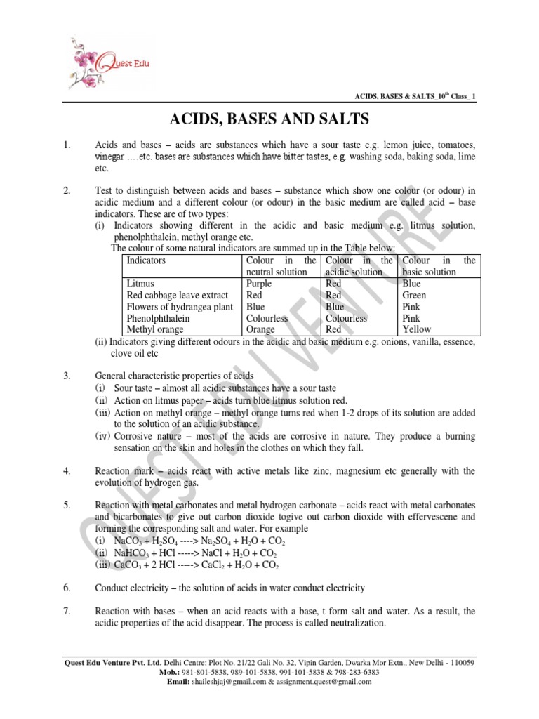 Acids, Bases and Salts - Done | PDF | Sodium Carbonate | Sodium Hydroxide