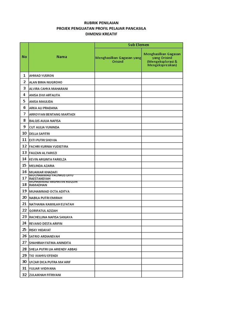 Rubrik Penilaian 7B | PDF