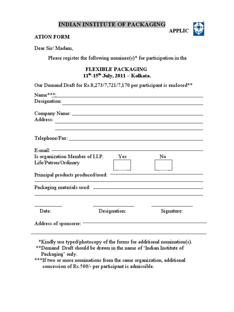 Flexible Packaging Seminar Registration Form | PDF