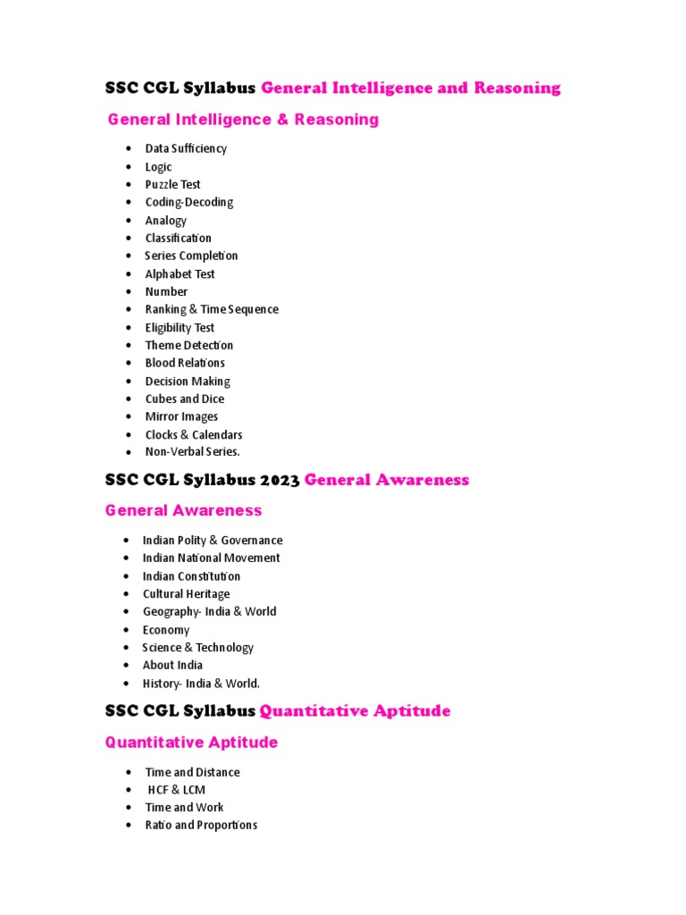 SSC CGL Syllabus | PDF