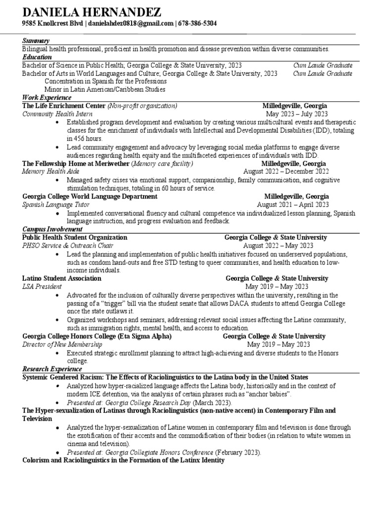 Daniela Hernandez Resume | PDF | Developmental Disabilities Daniela Hernandez Resume | PDF | Developmental Disabilities