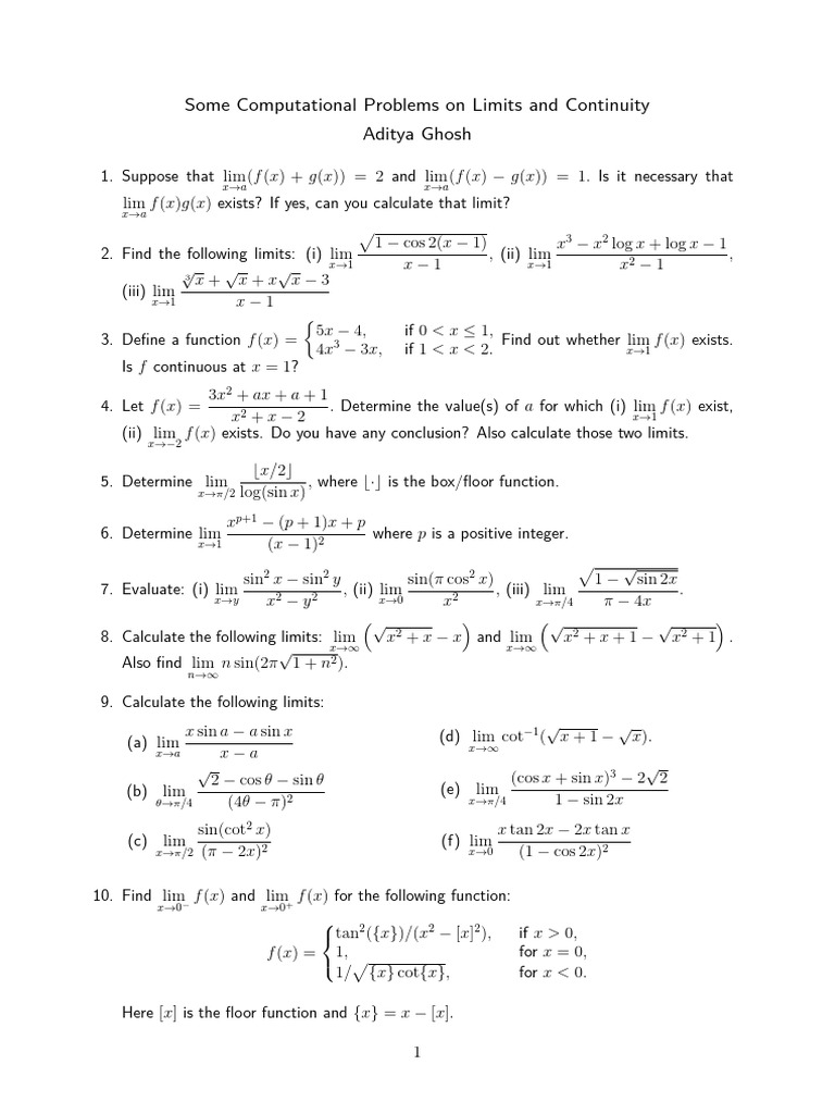 Calculate Limits | PDF