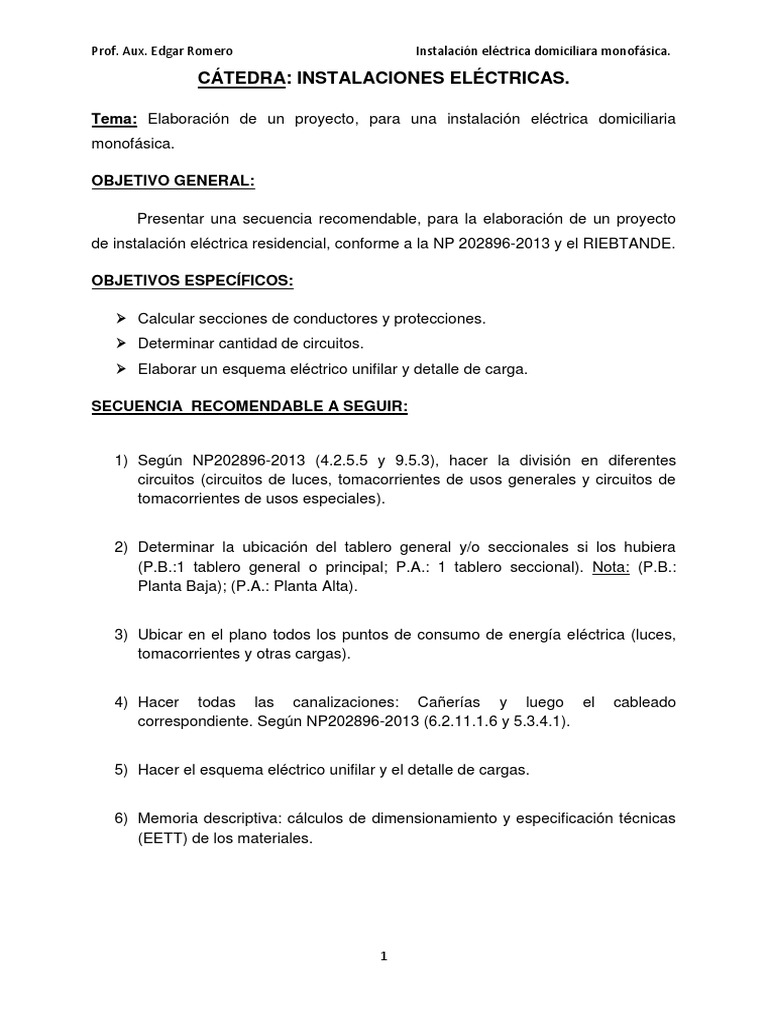 Clase 2 - Instalación Electrica Domiciliaria Monofásica | PDF | Corriente eléctrica | Energia ...