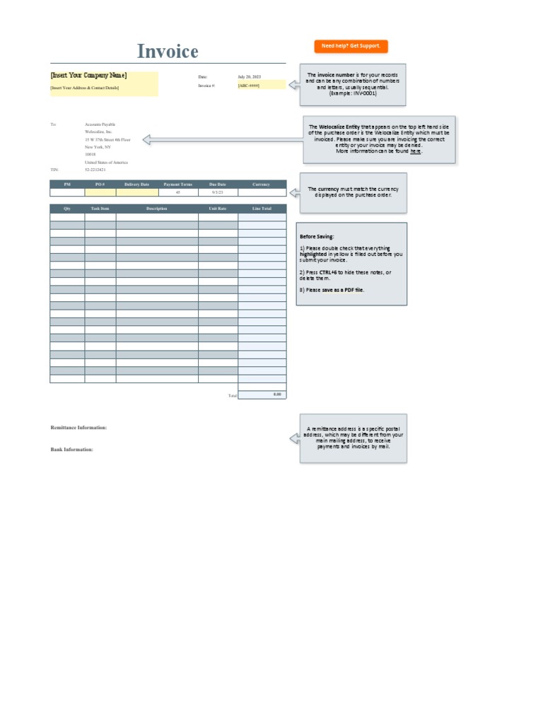 Welocalize, Inc. - Vendor Invoice Template | PDF | Accounts Payable ...