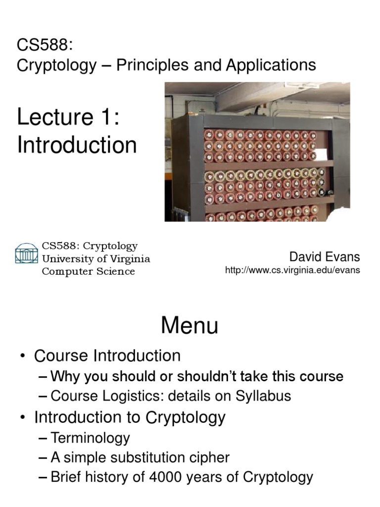 Intro | PDF | Cryptanalysis | Cryptography Intro | PDF | Cryptanalysis | Cryptography