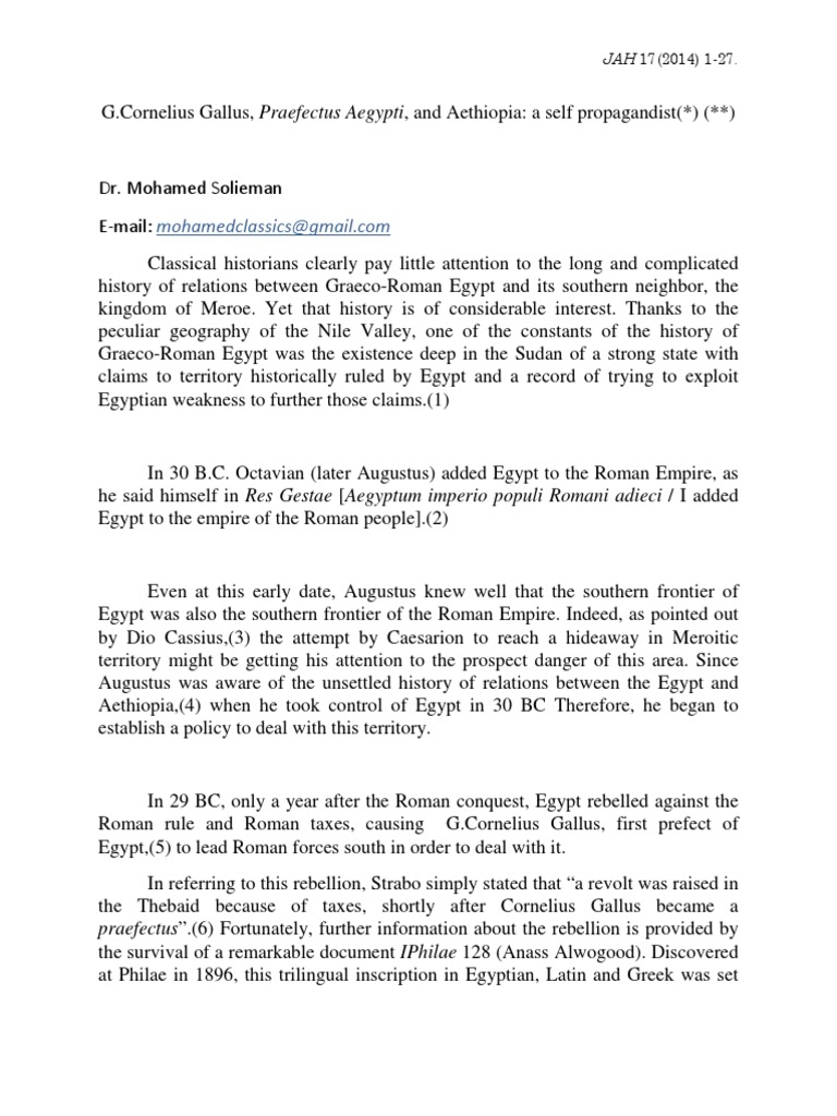 G Cornelius Gallus Praefectus Aegypti | PDF | Classical Antiquity