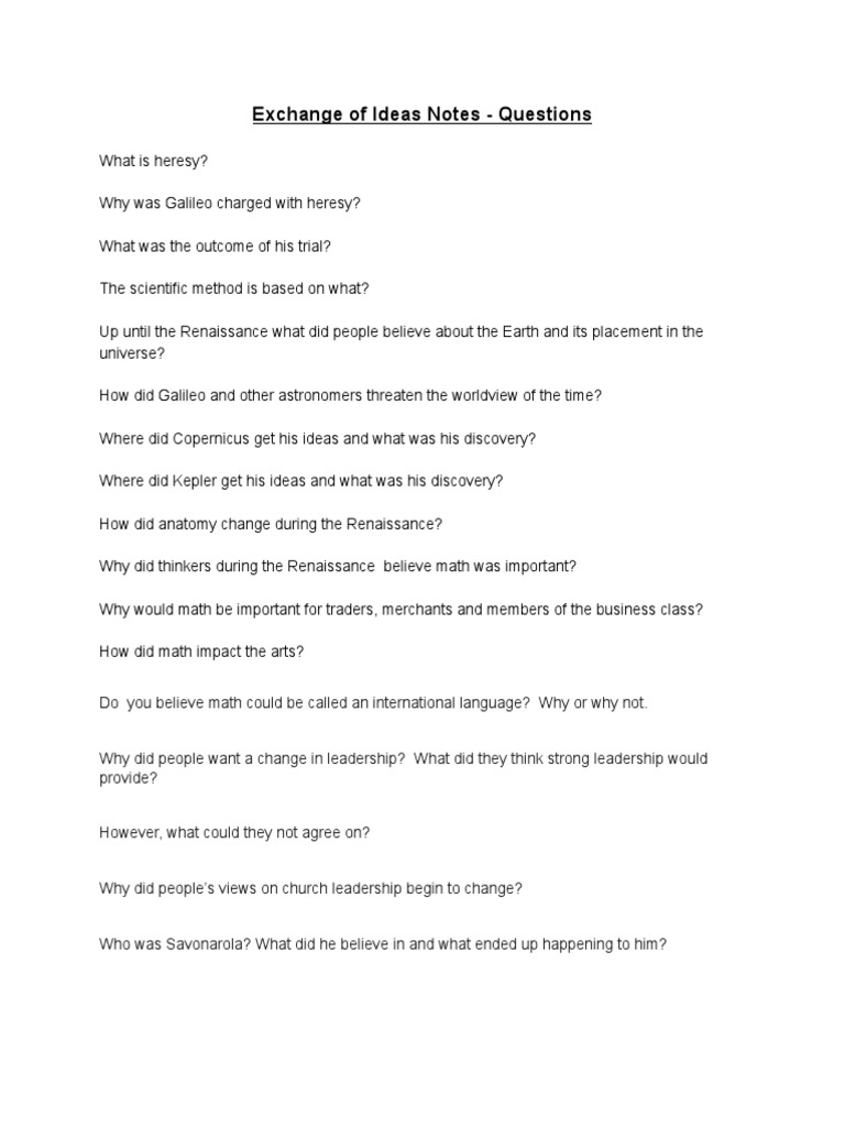 Exchange of Ideas Questions | PDF