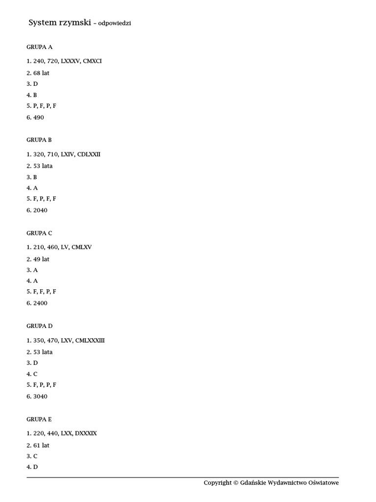 1.system Rzymski Odpowiedzi - GWO | PDF