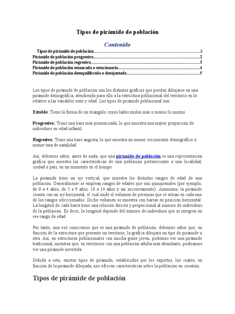 Tipos de Pirámide de Población | Descargar gratis PDF | Población
