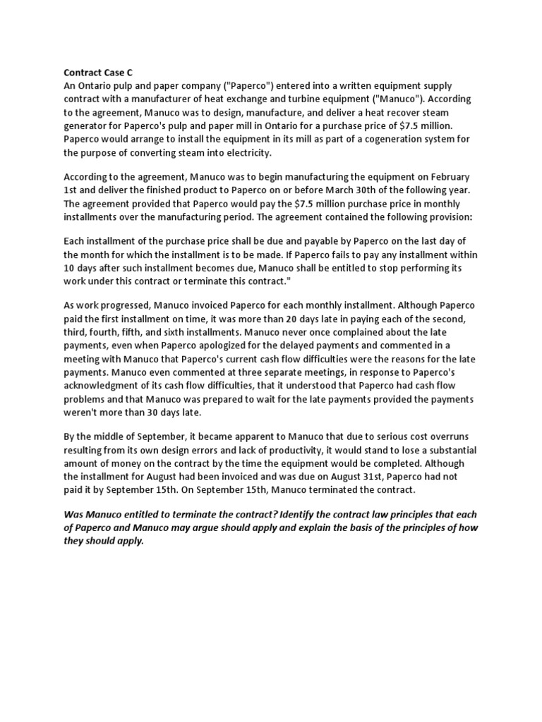 Contract Case C | PDF | Prices | Cash