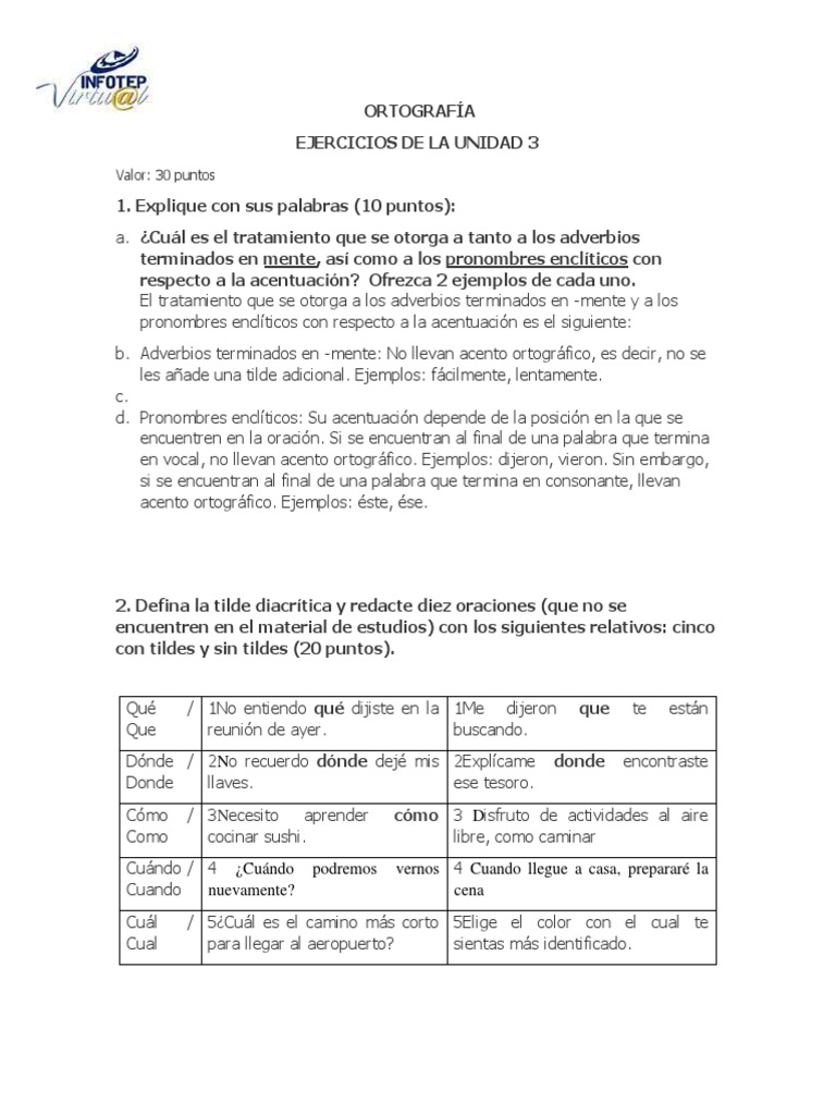 Actividad 1 de La Unidad 3 Ortografía | PDF