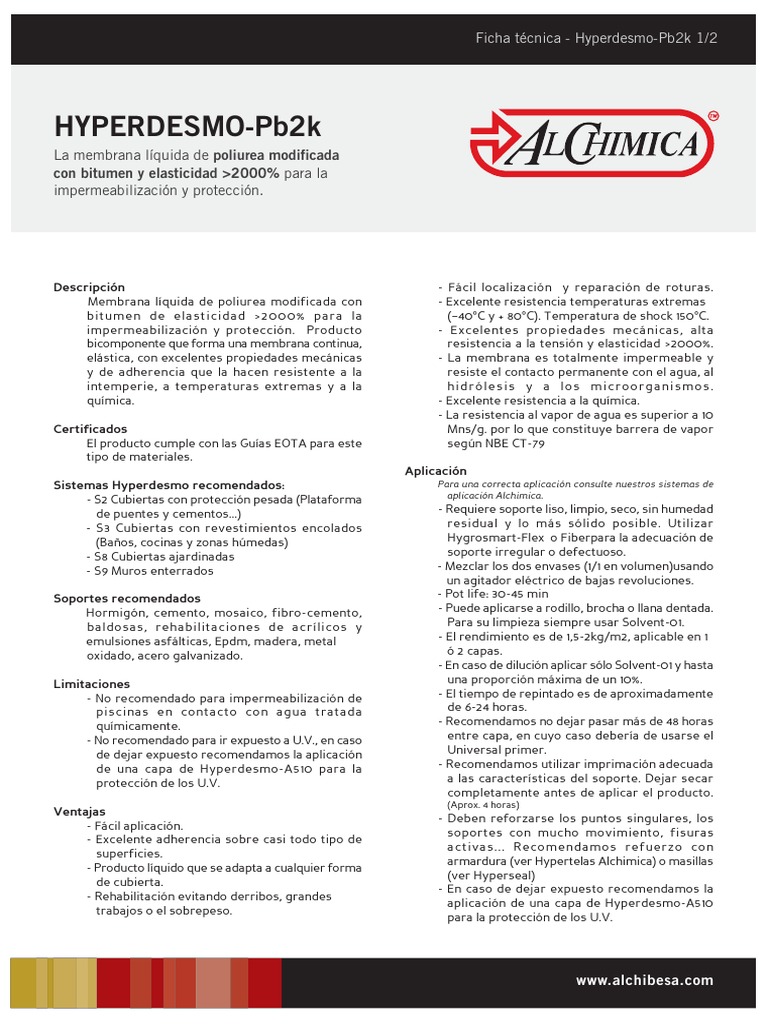 HYPERDEMO PB 2k (Pintura Polurea Con Bitumen 2000 % Elasticidad) | PDF | Hormigón | Agua