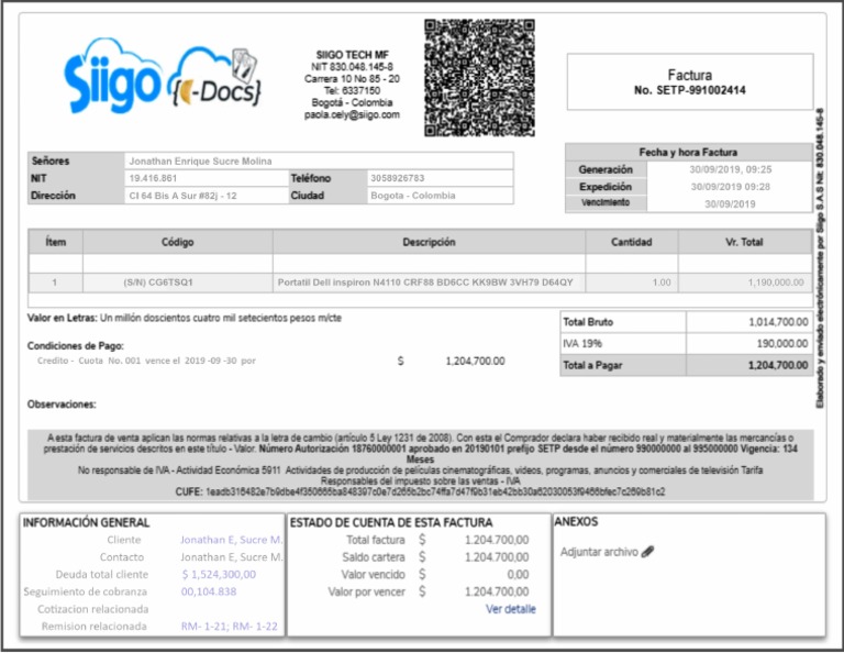Factura Portatil Dell Inspiron | PDF