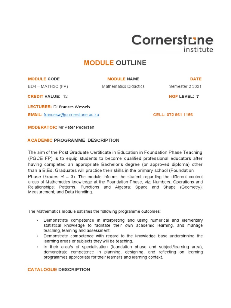 ED4-MATH2C+Mathematics+Didactics+ FP +2022+frances Wessels+FINAL UPDATED | PDF | Educational ...