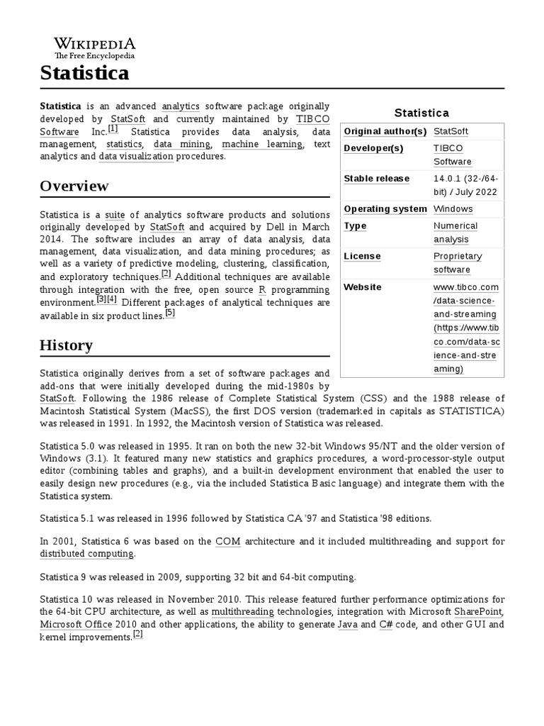 Statistica | PDF | Computing | Software