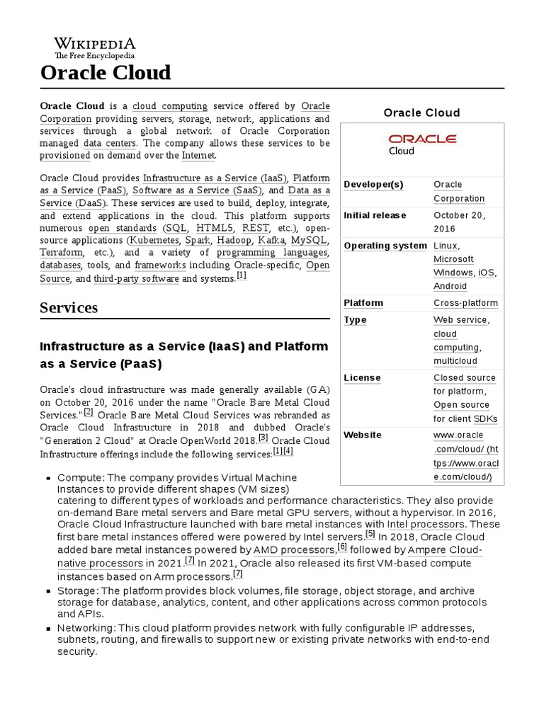 Oracle Cloud Pdf Cloud Computing Oracle Corporation