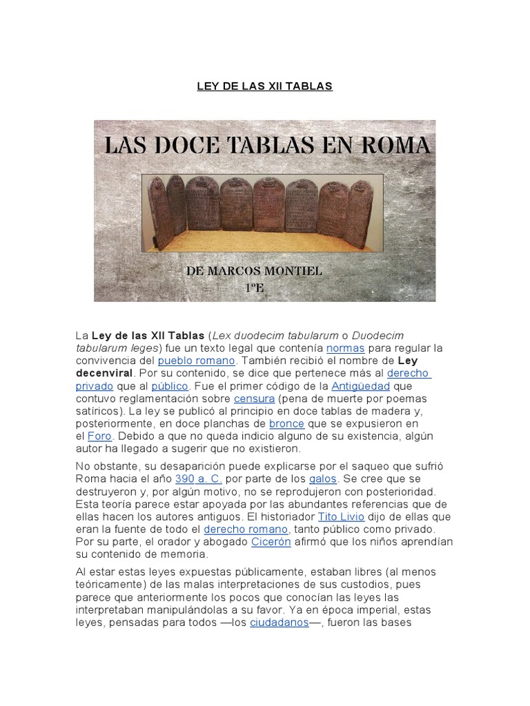 Ley de Las Xii Tablas | PDF | Roma antigua | Civilizaciones clásicas