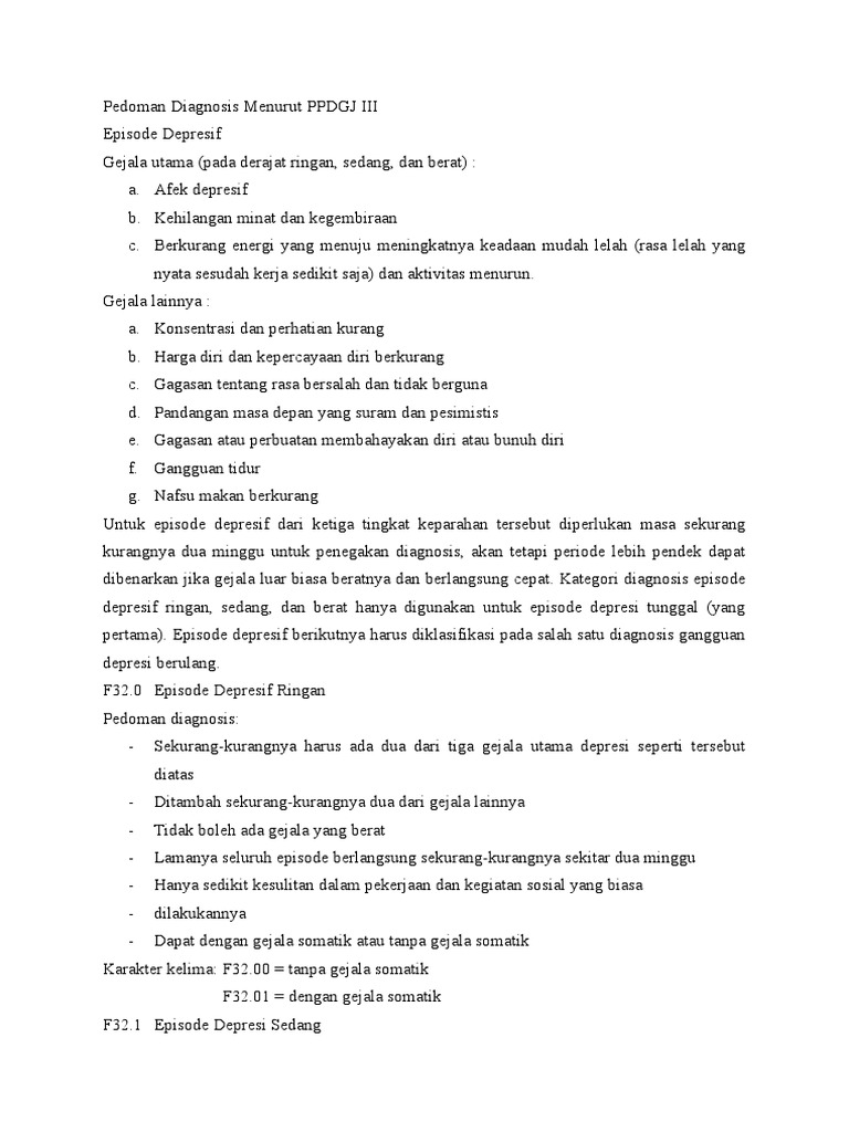 Pedoman Diagnosis Menurut PPDGJ III-1 | PDF | Gaya Hidup