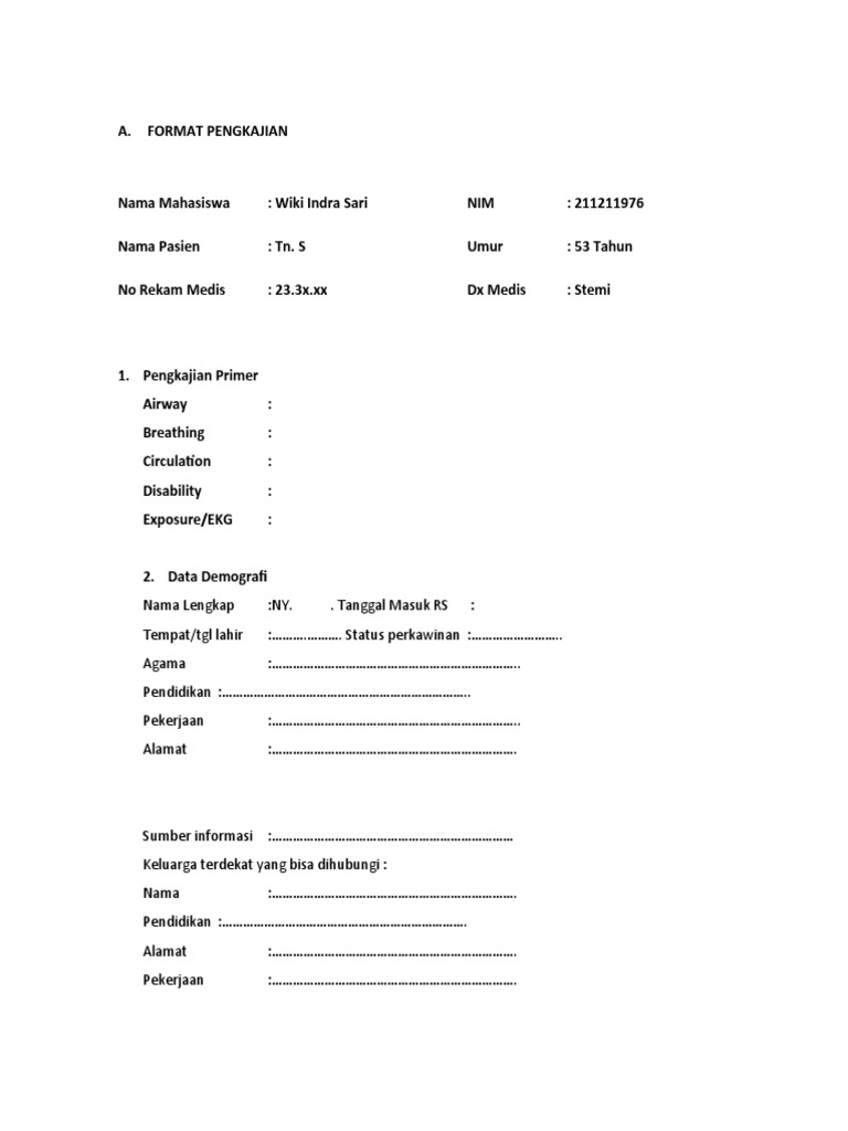Tugas Pengkajian Keperawatan Kritis Stemi | PDF