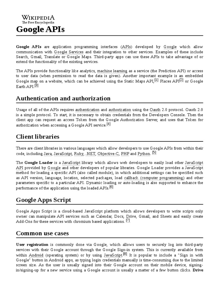 Google APIs | PDF | Systems Engineering | Computing