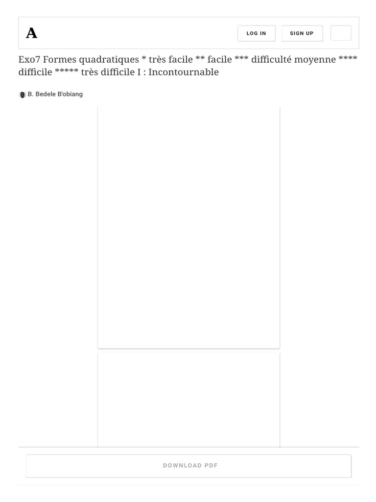Exo7 Formes Quadratiques Très Facile Facile Di Culté Moyenne Di Cile Très Di Cile I ...