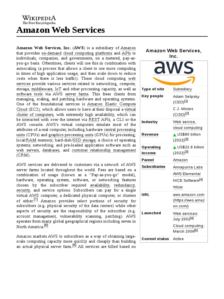 Amazon Web Services | PDF | Amazon Web Services | Computer Science