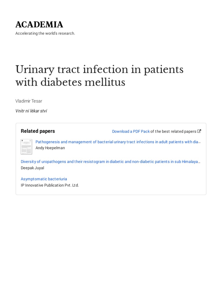 Urinary Tract Infection in Patients With Diabetes Mellitus | Download ...