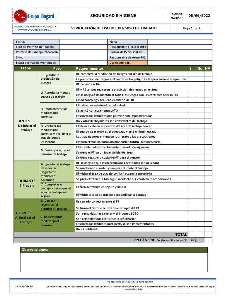 Formato Observaciones de Seguridad | PDF