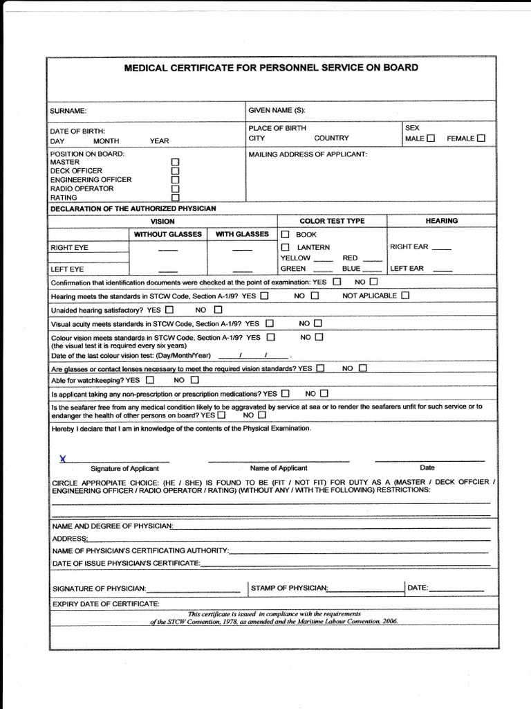 Bahamas Medical Certificate Form | PDF | Health Care | Health Sciences
