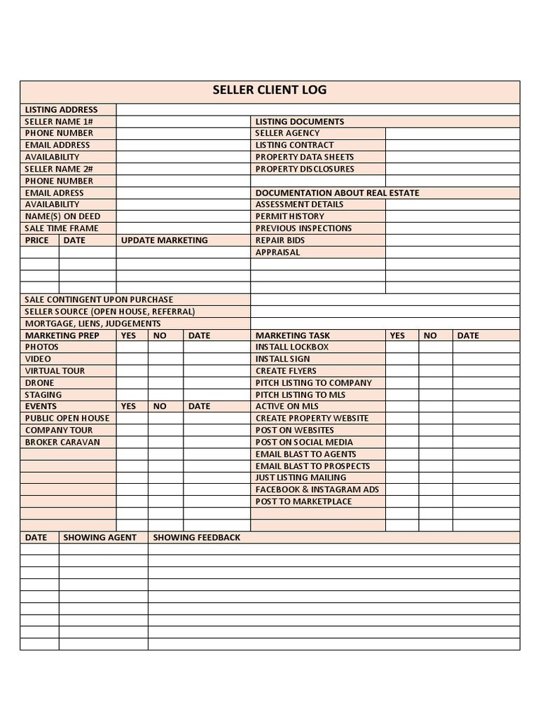 SELLER CLIENT LOG | PDF
