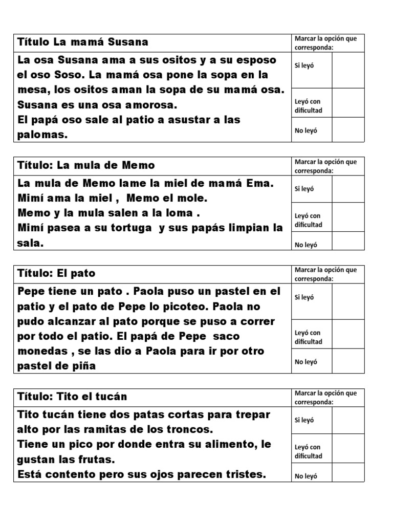 Lecturas y Lista de Cotejo | PDF