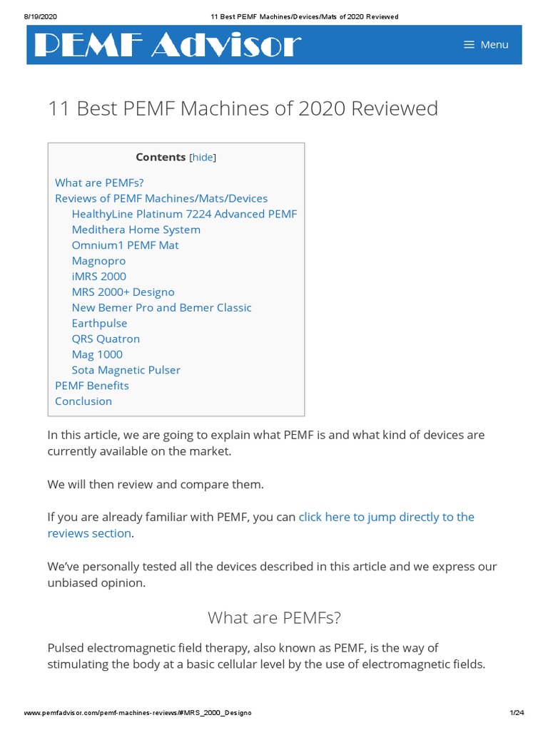 11 Best PEMF Machines - Devices - Mats of 2020 Reviewed | PDF ...