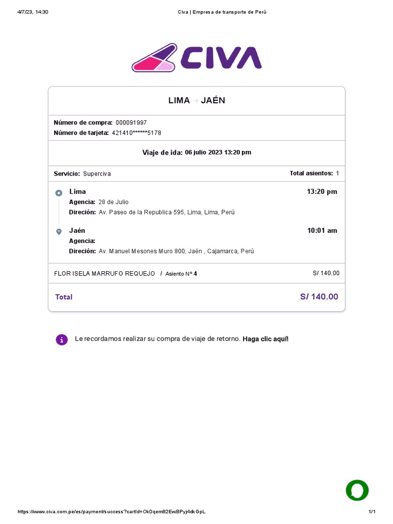 Civa - Empresa de Transporte de Perú | PDF