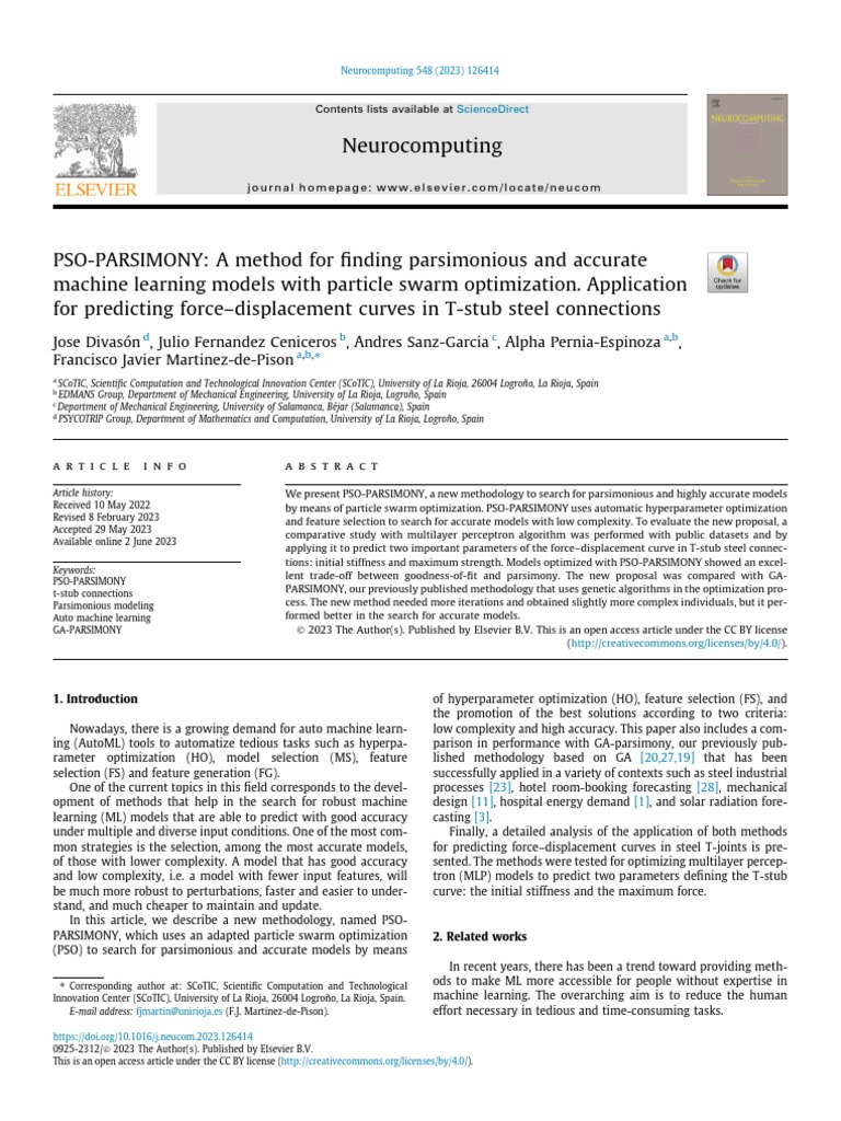 PSO PARSIMONY A Method For Finding Parsimonious and Accurate Mach - 2023 - Neur | PDF | Machine ...