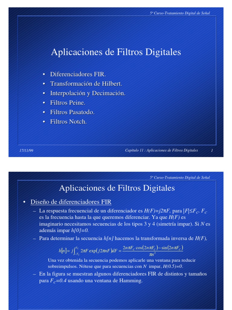 Aplicaciones de Filtros Digitales | PDF | Muestreo (procesamiento de ...