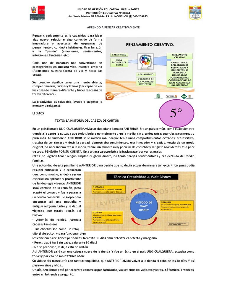 Aprendo A Pensar Creativamente | PDF | Creatividad | Pensamiento