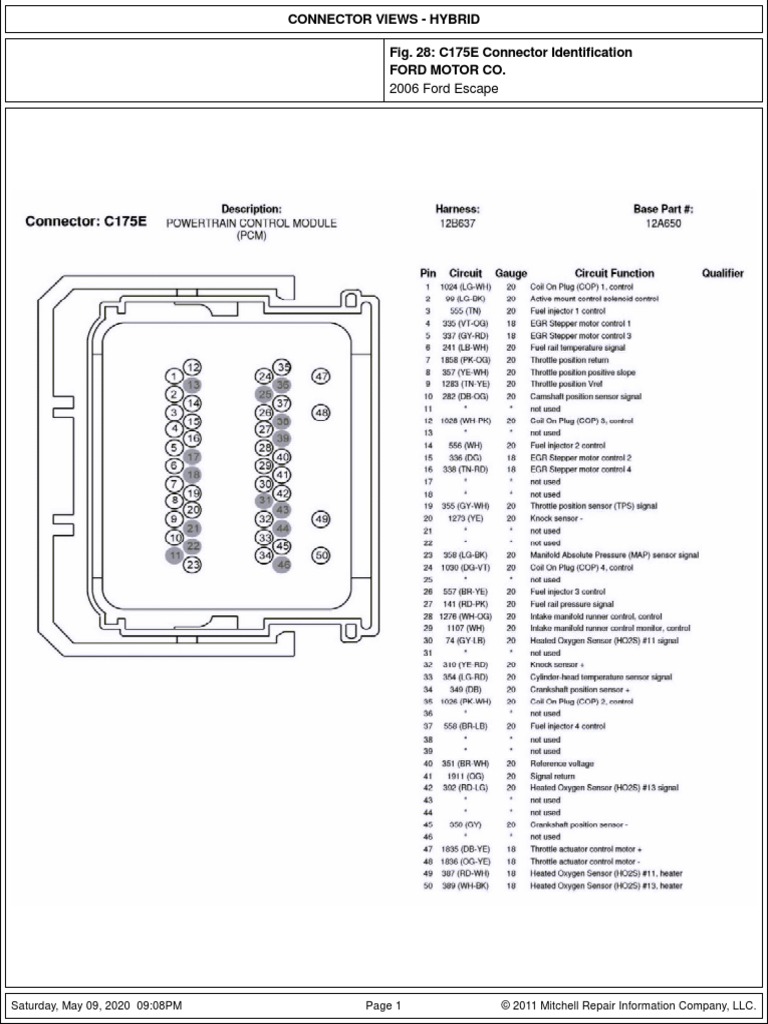 PCM C175E Connector Identi | PDF