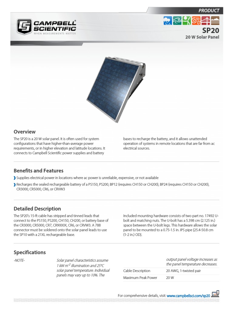 Panel Solar - sp20 | PDF | Solar Panel | Rechargeable Battery