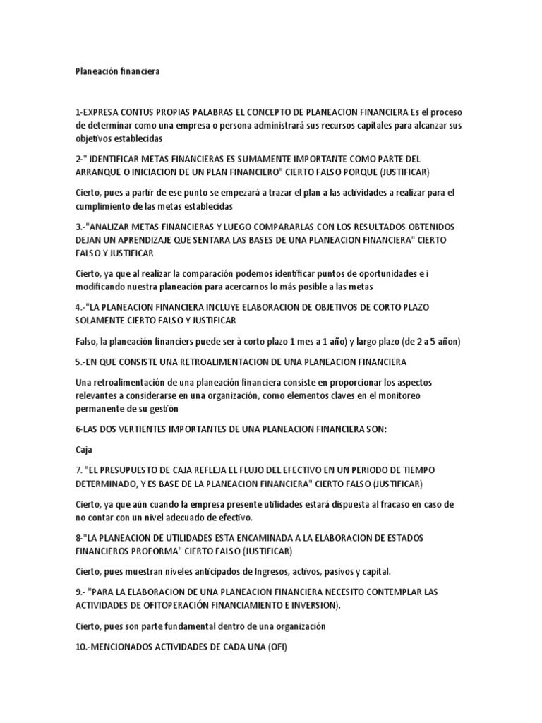 Planeación Financiera | PDF