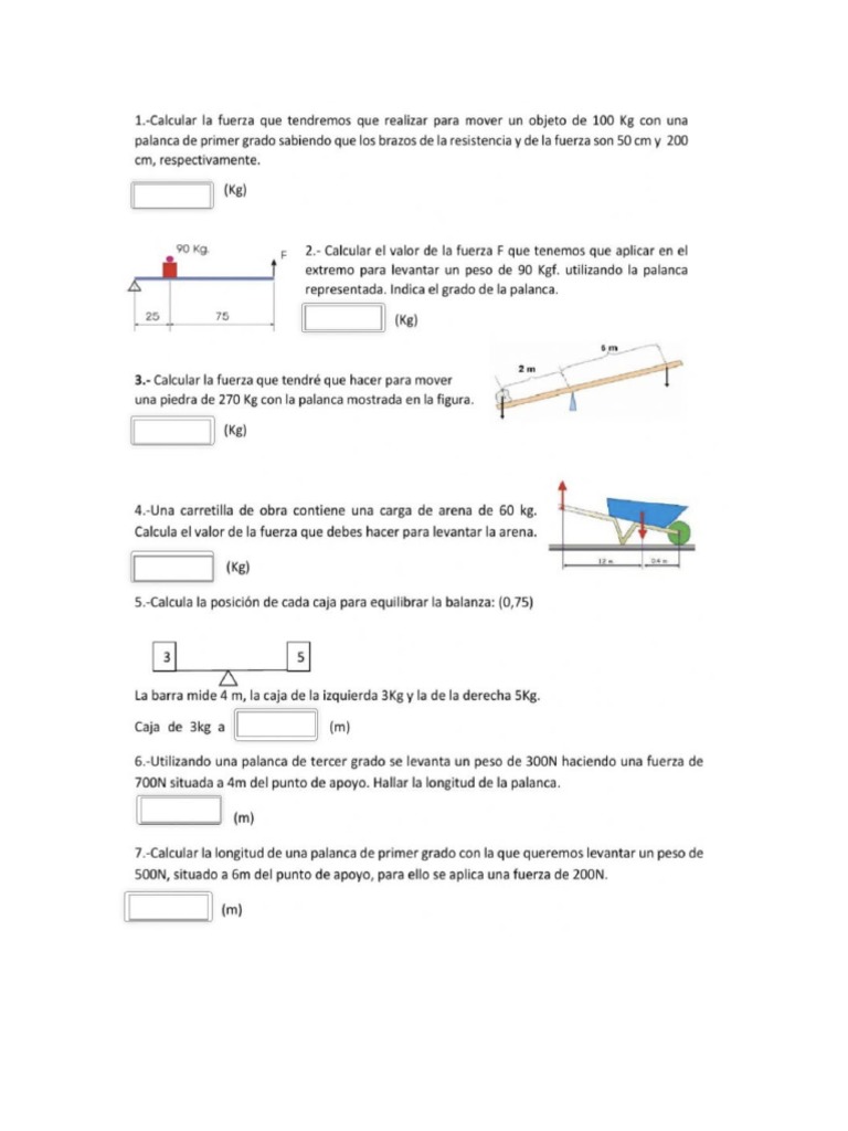 Ejercicios de palancas | PDF