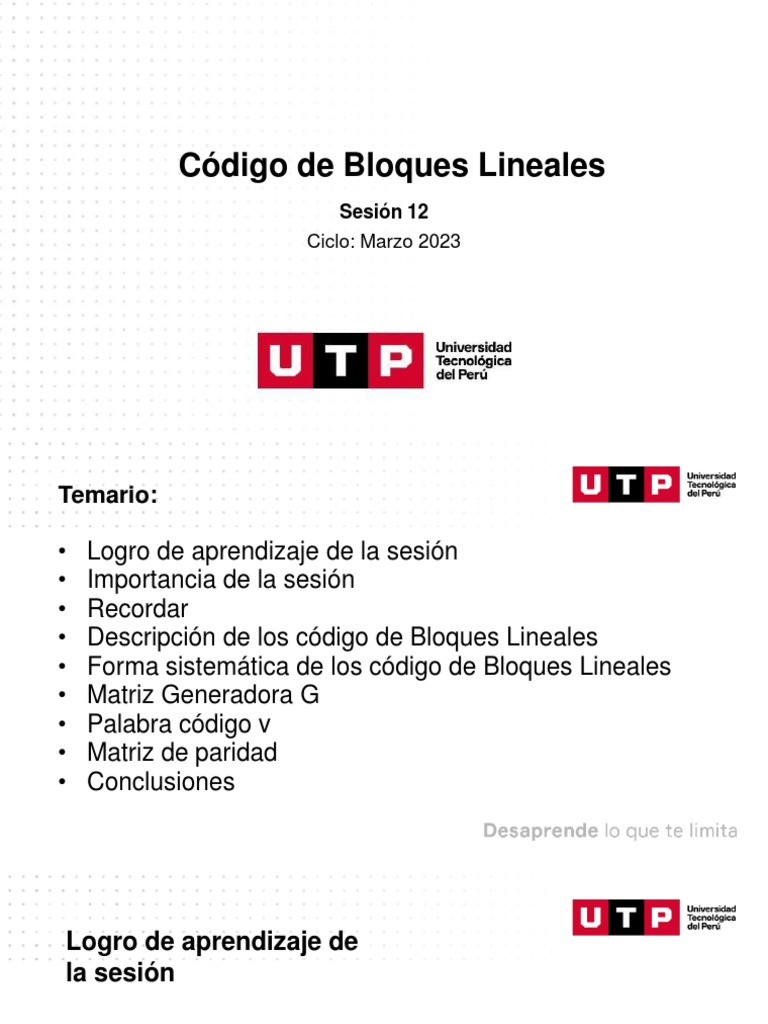 S12 Material - Codigo de Bloques Lineales Clases | Descargar gratis PDF | Matriz (Matemáticas ...