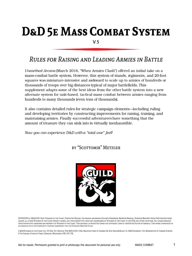 Scott Metzger - D&D 5e Mass Combat System v5 | PDF | Office Equipment ...