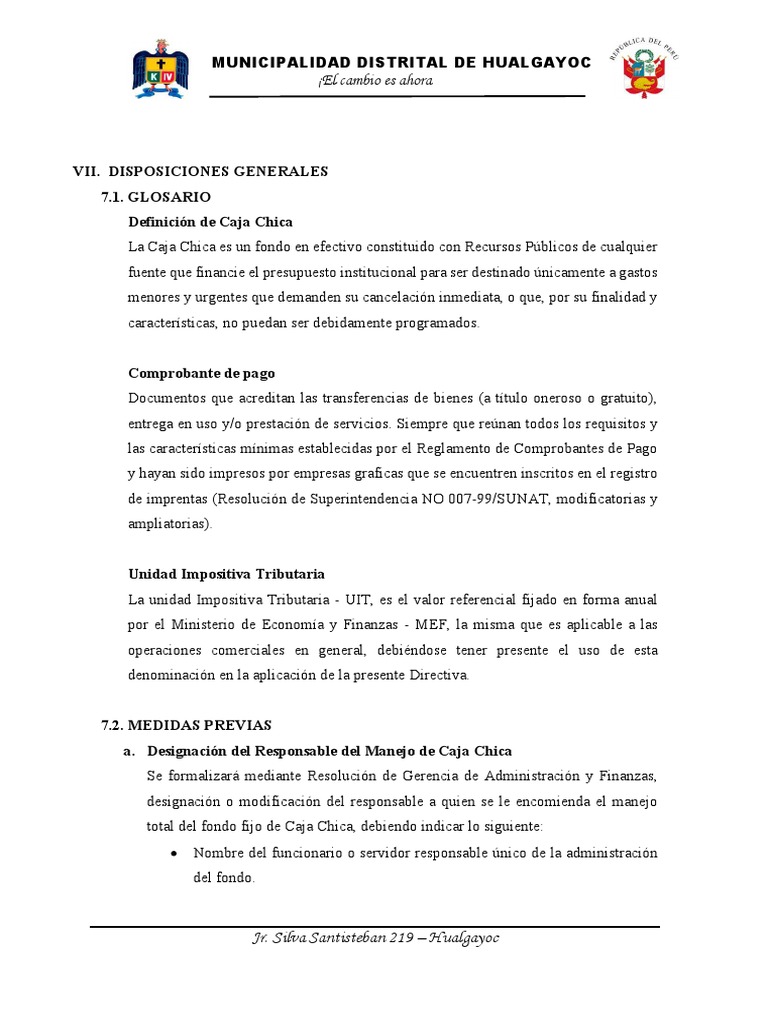 Dierctiva Caja Chica Pag 5-11 | PDF | Presupuesto | Contabilidad