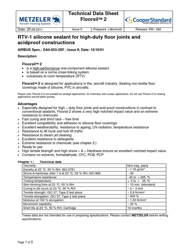 Datasheet Floorsil2 | PDF | Silicone | Materials