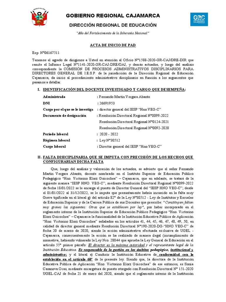 Acta de Inicio de Pad Veg Finalizado | PDF | Educación más alta | Maestros