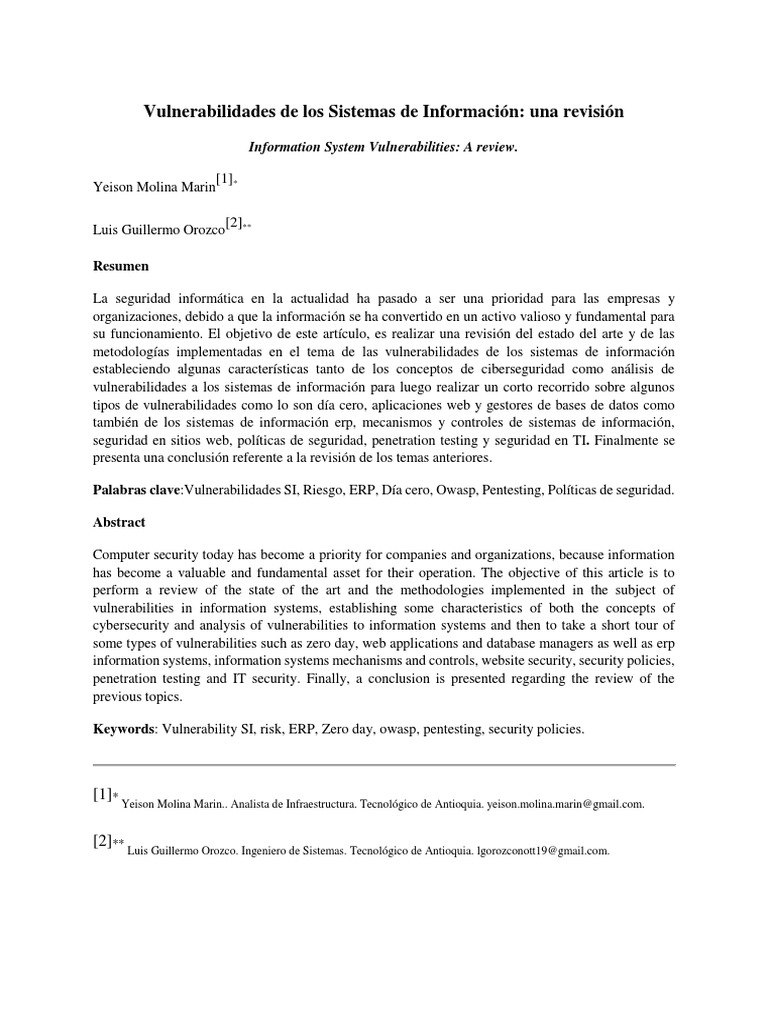 Informe Vulnerabilidad Sistemas | PDF | Seguridad | La seguridad ...