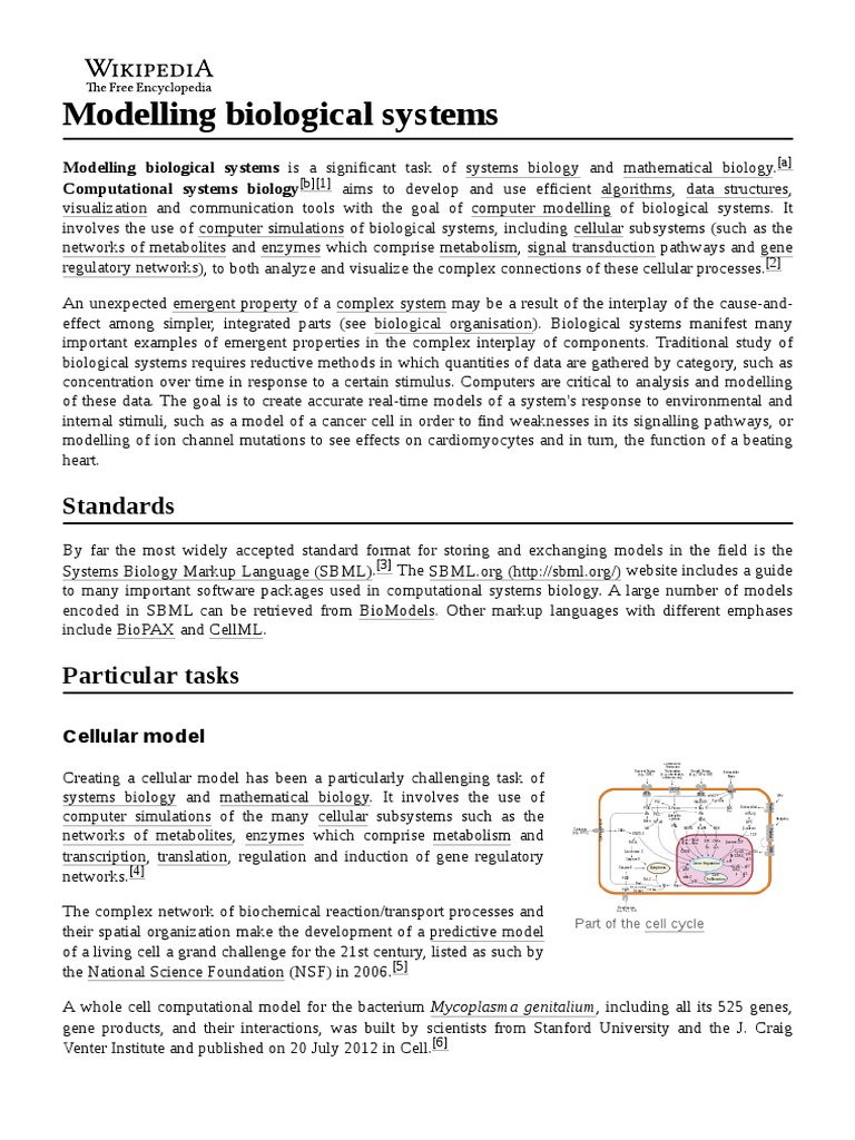 Modelling Biological Systems | PDF | Biology | Systems Biology